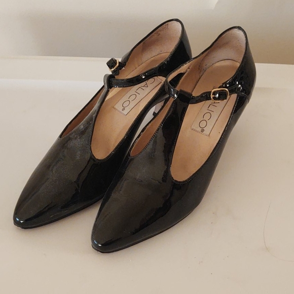 Calico | Shoes | Calico T Strap Black Heels | Poshmark